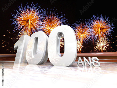 "Anniversaire 100 ans Feu d'artifice" photo libre de droits sur la ...