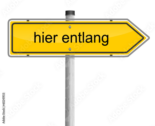 "Schild gelb hier entlang" Stockfotos und lizenzfreie Vektoren auf ...