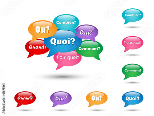 "BULLES "QUESTIONS" (pourquoi comment combien qui quand où quoi ...