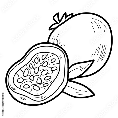"Coloring book: fruits and vegetables (passion fruit)" Stock image and ...