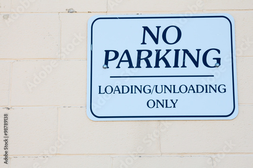 "No Parking sign, loading and unloading only" Stock photo and royalty ...