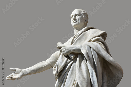 Cicero, the greatest orator of Ancient Rome. Marble statue in front of ...